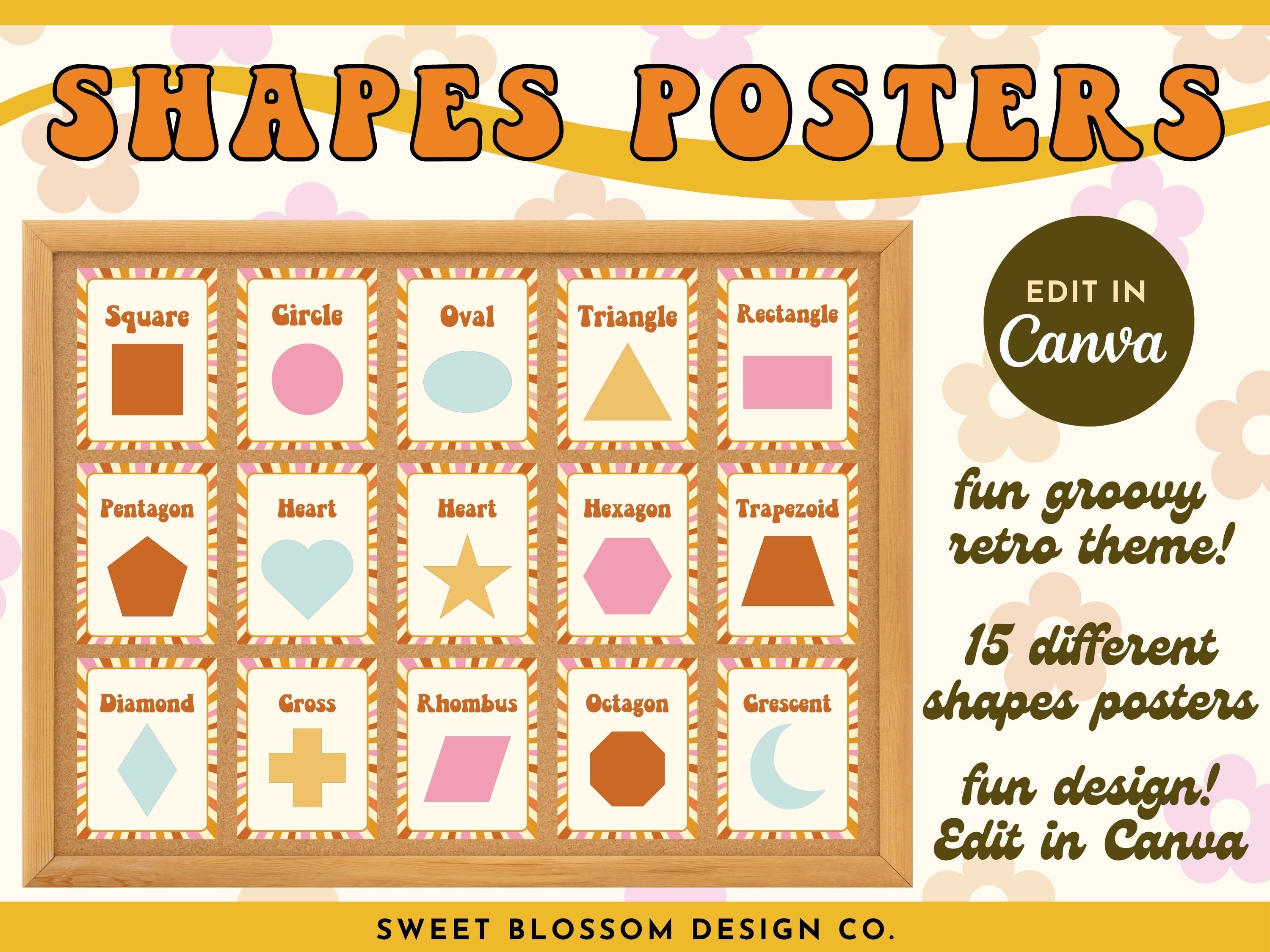 Groovy Shape Posters, BOHO Classroom Decor, Retro Shape Posters ...