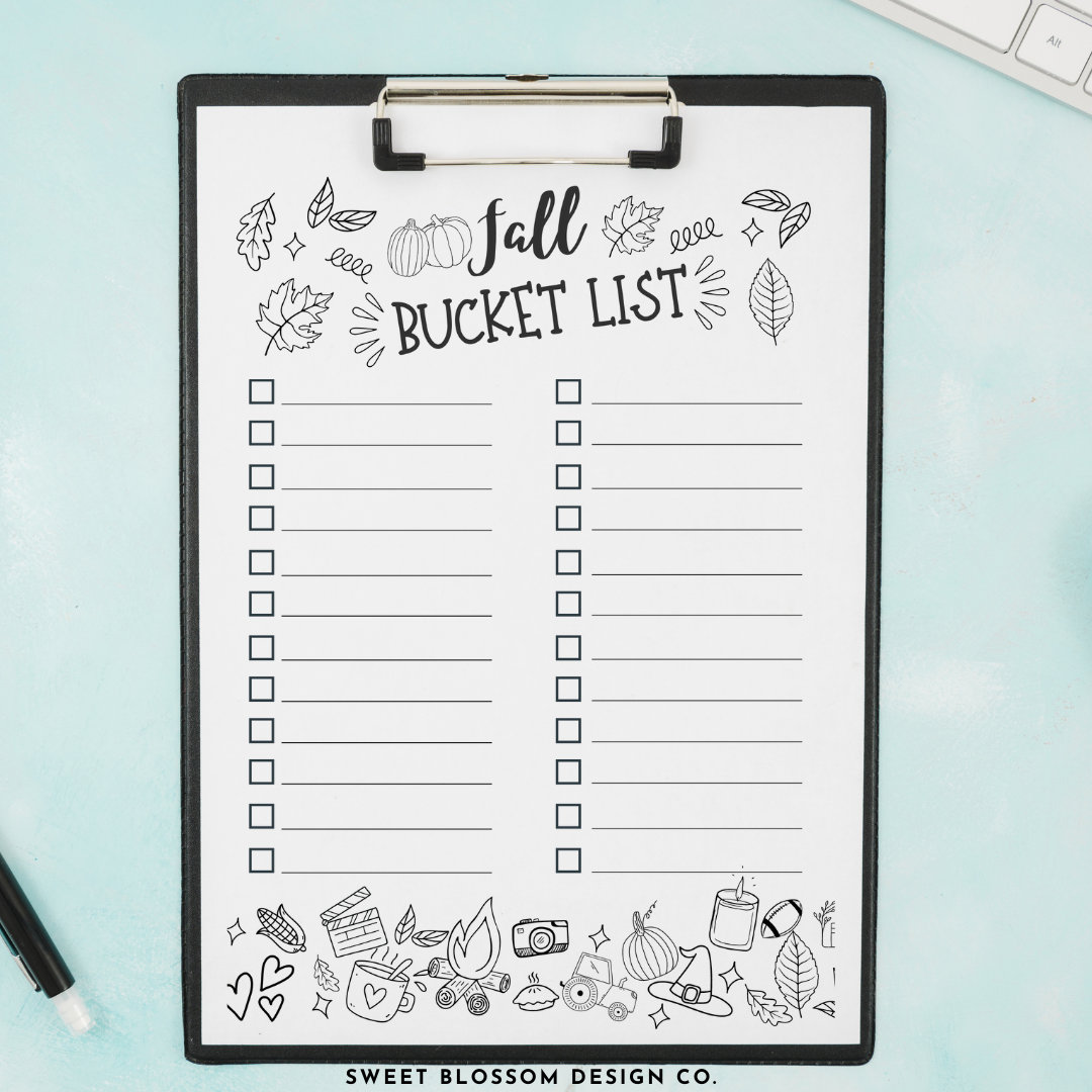 Fall Bucket List Printable, Fall Bucket List Template, Fall Check List, Fall Checklist, Autumn ...