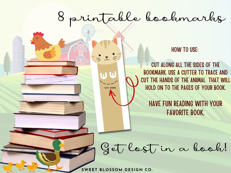 Farm Animal Bookmarks, Bookmarks for Kids, Printable Bookmarks, Barn ...