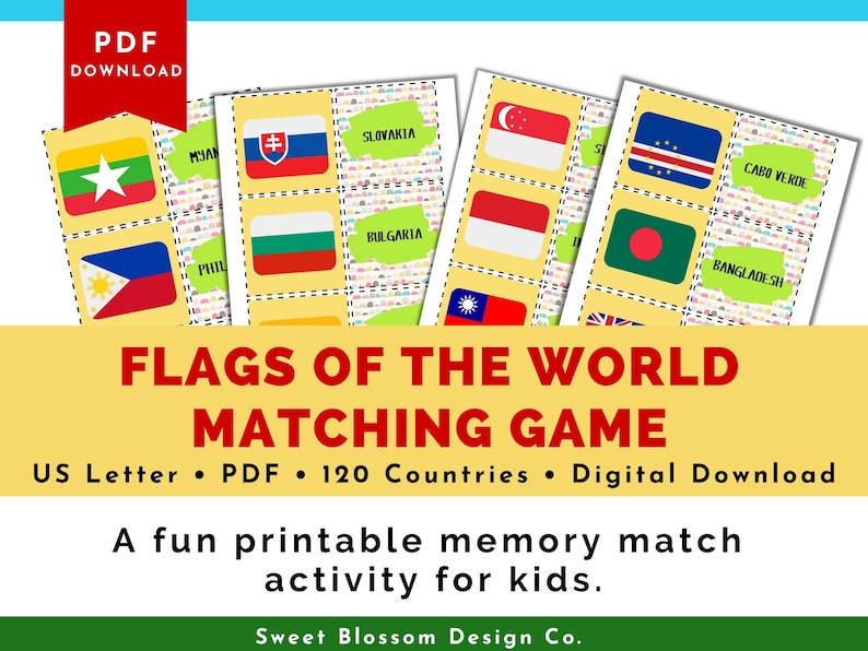 Flags of the World Matching Game | World Flags | Flag Flashcards ...