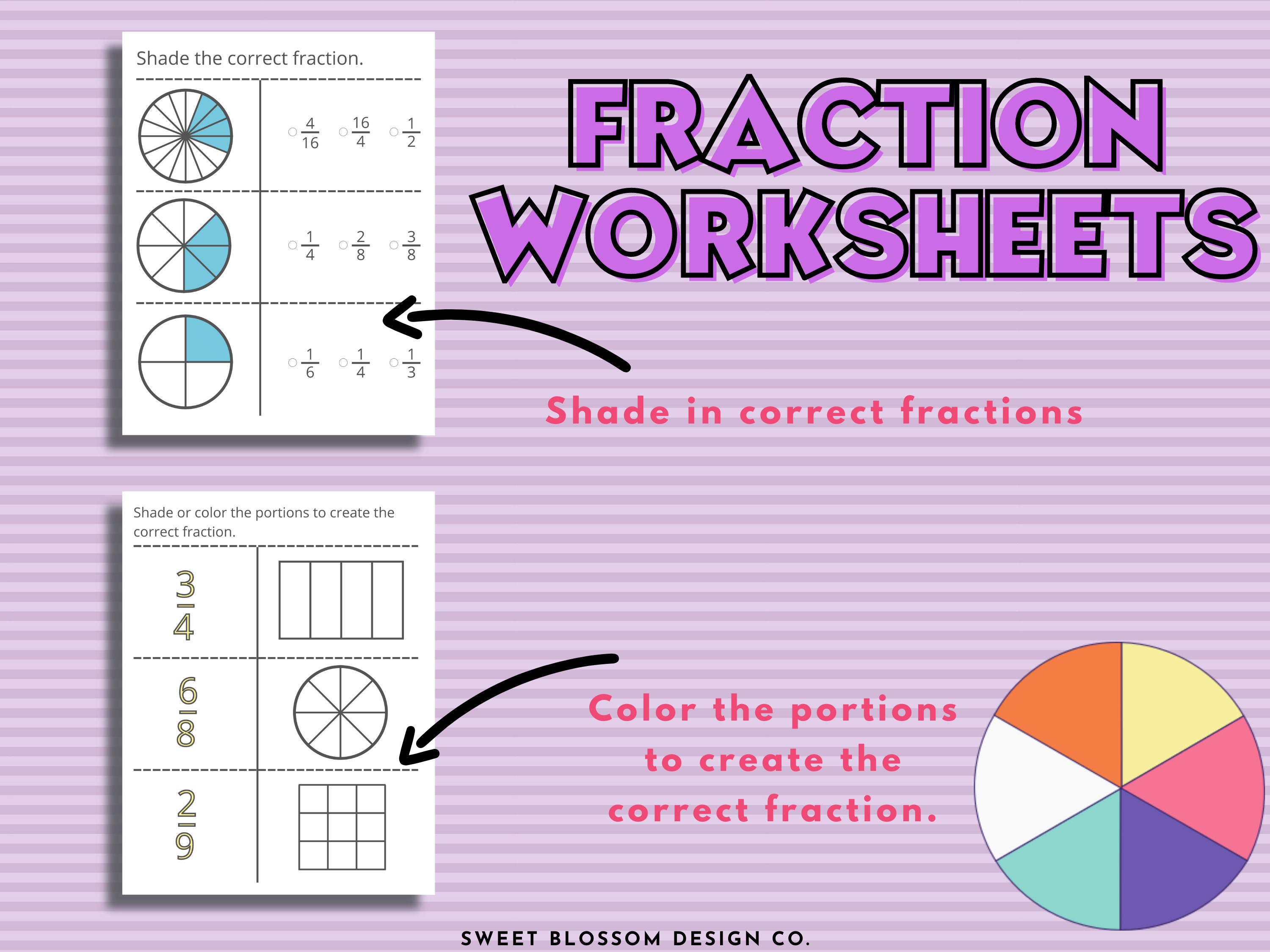 Printable Fractions Worksheets, Teacher Resources, Math Practice, Math ...