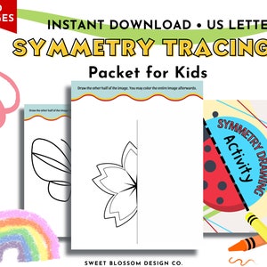 Symmetry Worksheets for Kids, Drawing Activity Packet, Lines of ...