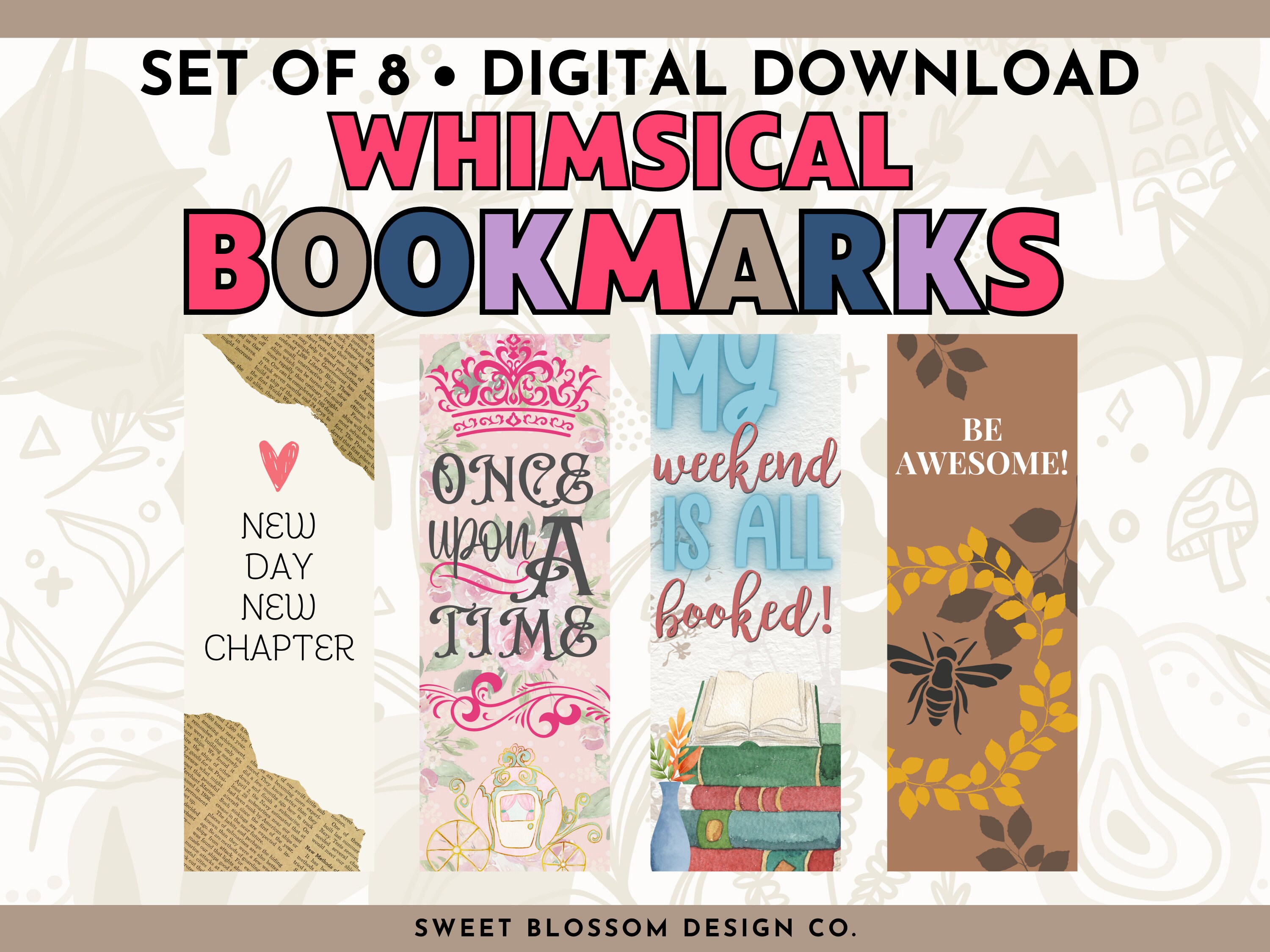 Printable Bookmarks, Bookmark Bundle, Fun Printable Bookmarks, Positive ...