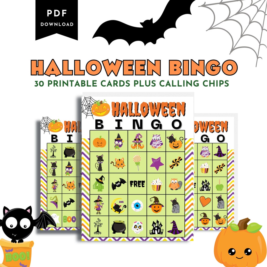 Halloween Bingo Cards for Kids, Halloween Games, Halloween Bingo ...