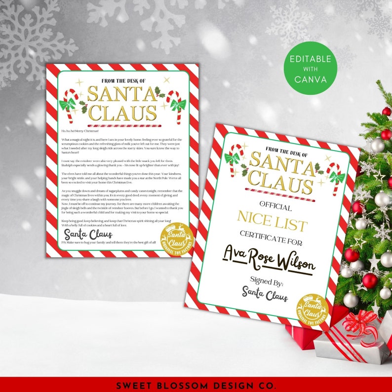 Editable Christmas Letter From Santa Claus Bundle, Nice List ...