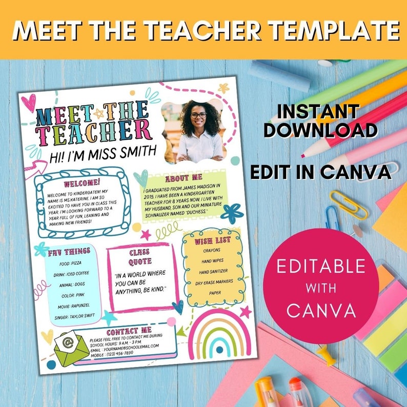 Meet the Teacher Pastel Editable Template, Rainbow Meet the Teacher ...