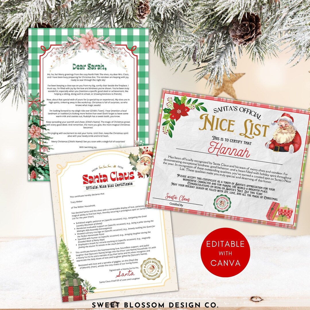Editable Christmas Letters From Santa Claus Bundle, Nice List ...
