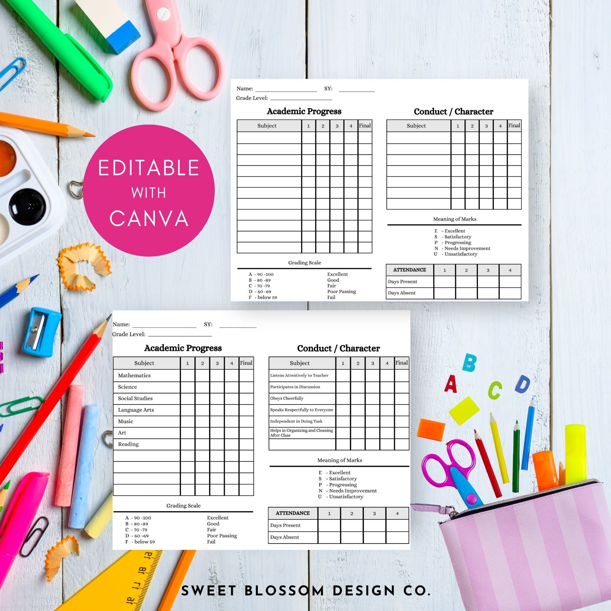 Editable Homeschool Report Card, Homeschool Progress Report, Report ...