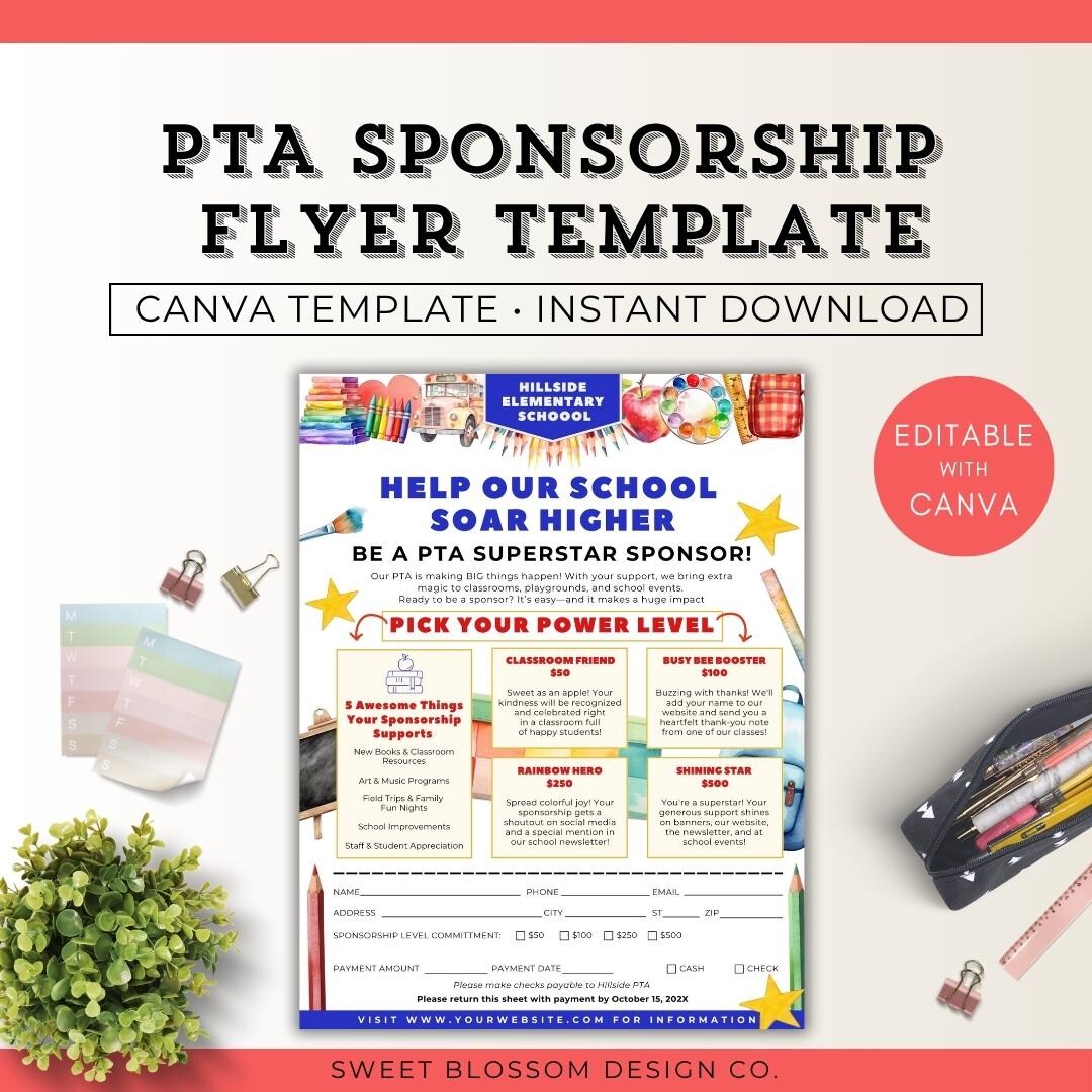 PTA Sponsorship Template, Pta Fundraising Plan, Sponsorship Levels ...