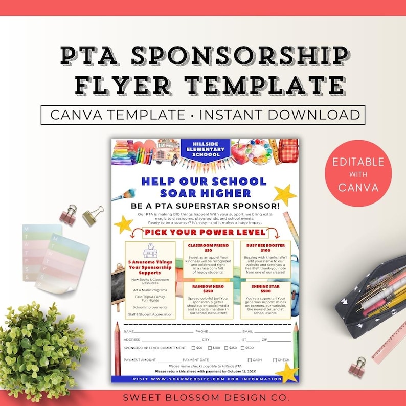 PTA Sponsorship Template, Pta Fundraising Plan, Sponsorship Levels ...