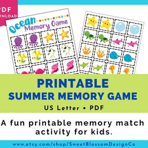 Ocean Themed Printable Memory Game, Ocean Matching Game, Kids Memory ...