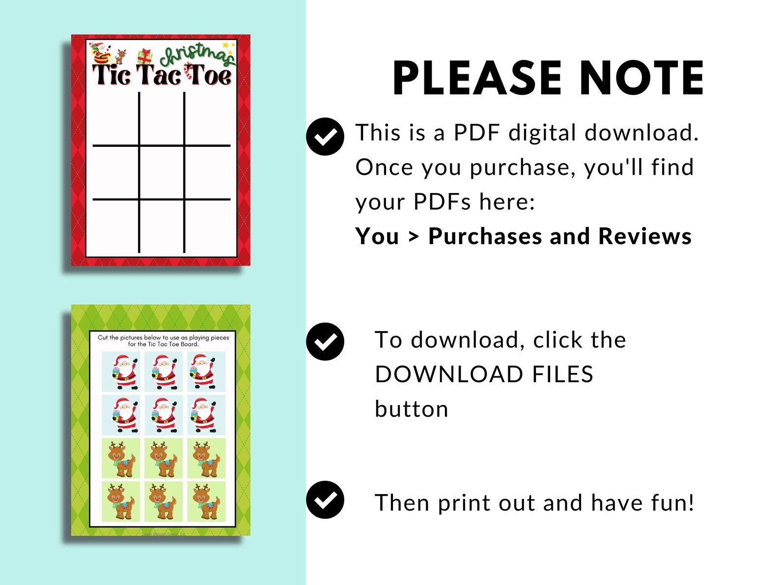 Printable Christmas Tic Tac Toe Game, Holiday Printable Games for Kids ...