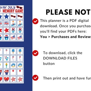 4th of July Memory Game, Printable July 4th Matching Game, Kids Memory ...