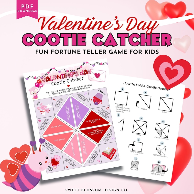 Valentine's Day Cootie Catcher, Cootie Catcher, Valentine's Day Joke ...