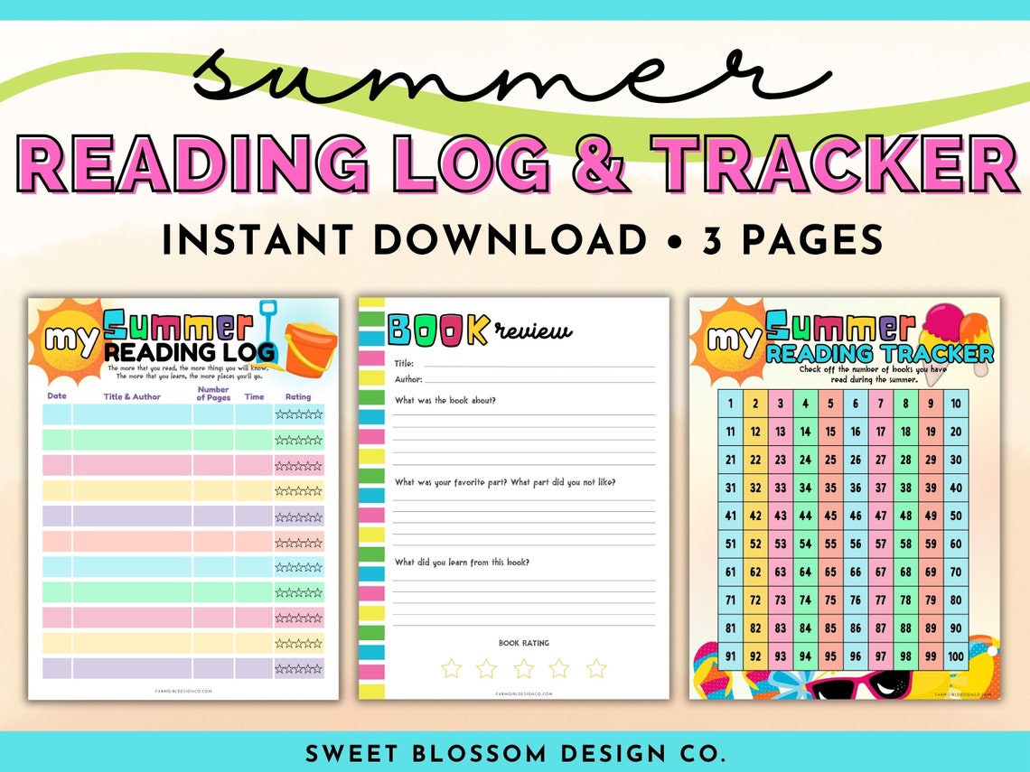 Summer Reading Chart for Kids, Summer Reading Log, Book Review ...