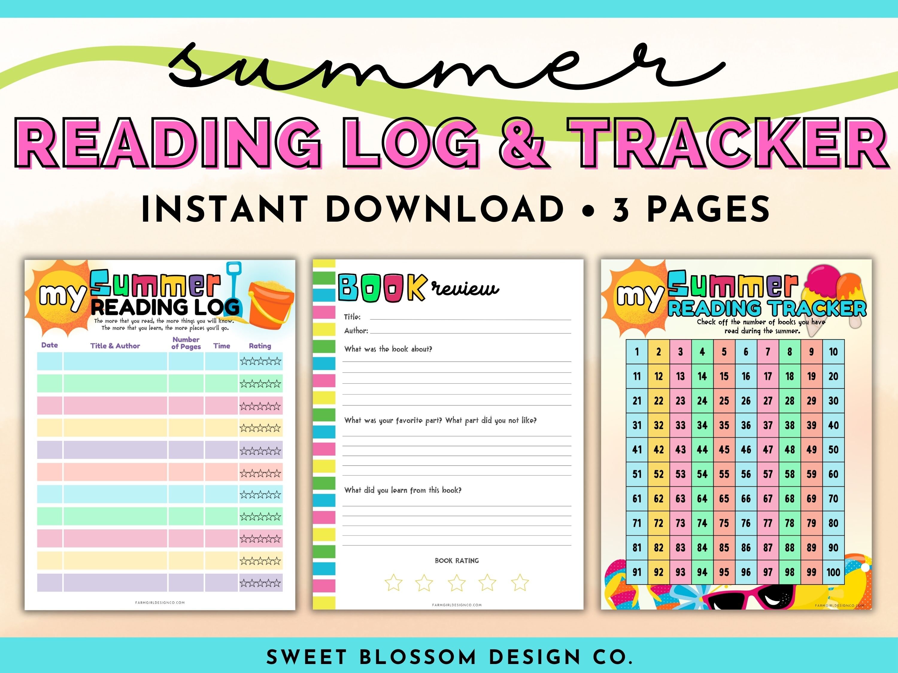 Summer Reading Chart for Kids, Summer Reading Log, Book Review ...