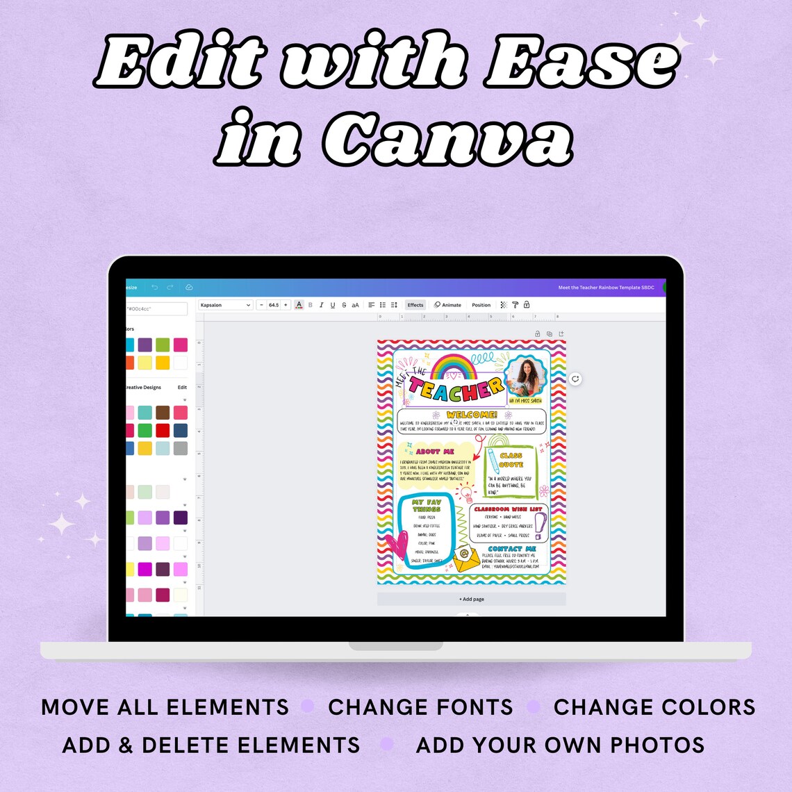 Editable Meet the Teacher Pastel Template, Rainbow Meet Your Teacher ...