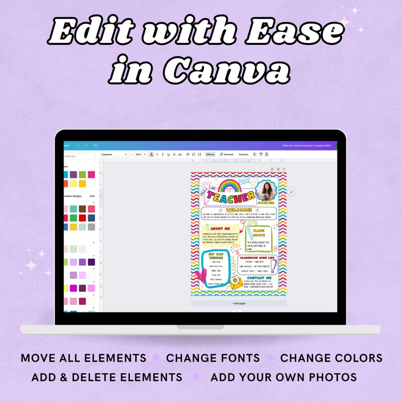 Editable Meet the Teacher Pastel Template, Rainbow Meet Your Teacher ...
