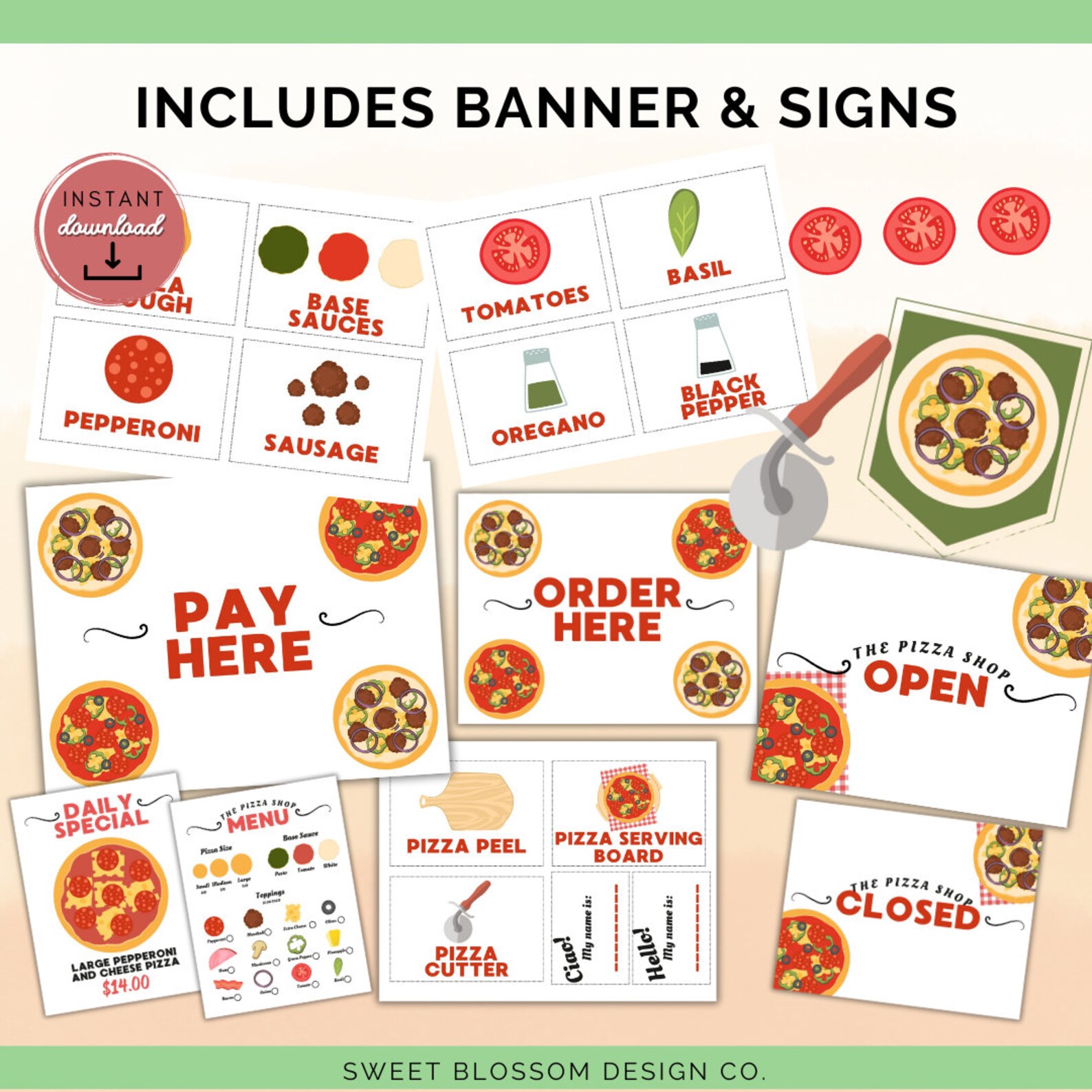 Dramatic Play Pizza Shop, Dramatic Play Daycare Printables, Dramatic ...