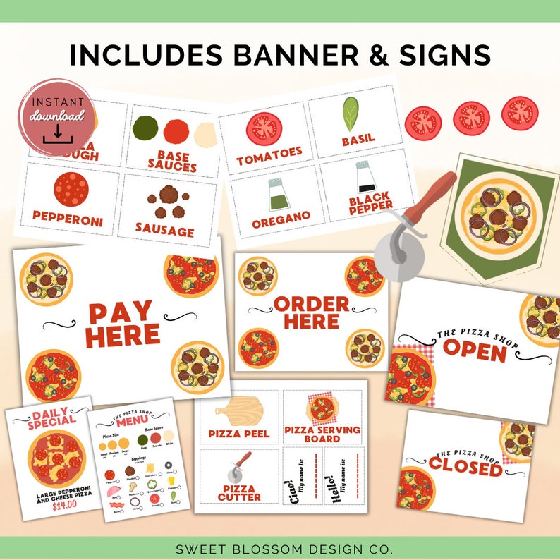 Dramatic Play Pizza Shop, Dramatic Play Daycare Printables, Dramatic ...