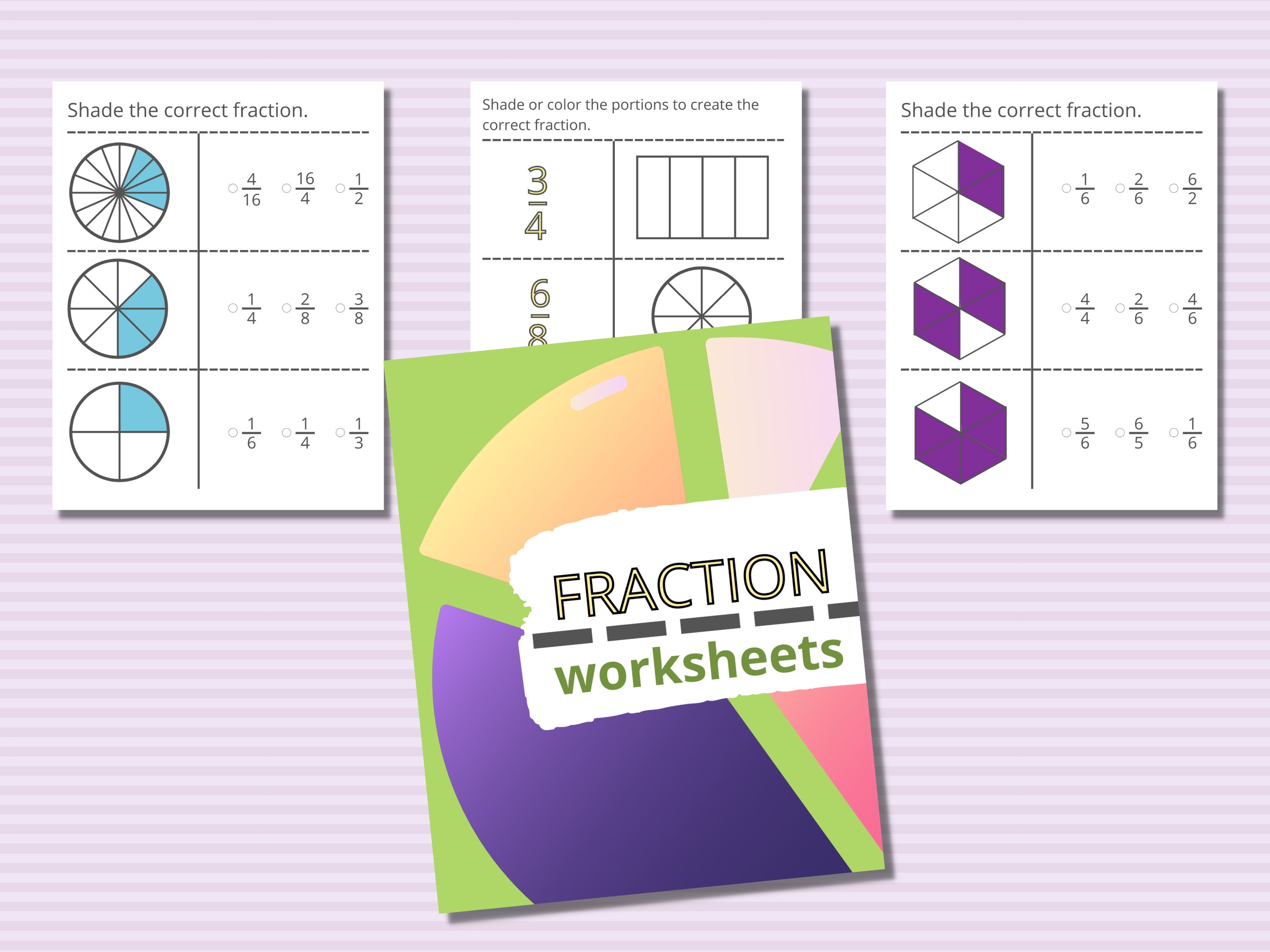 Printable Fractions Worksheets, Teacher Resources, Math Practice, Math ...