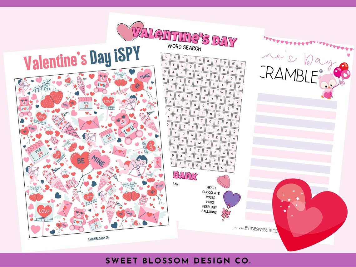 Valentines Day Activity Pack, Kids Printable, Printable Valentine's Day ...