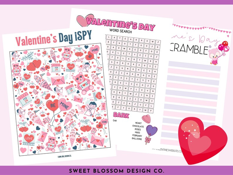 Valentines Day Activity Pack, Kids Printable, Printable Valentine's Day ...
