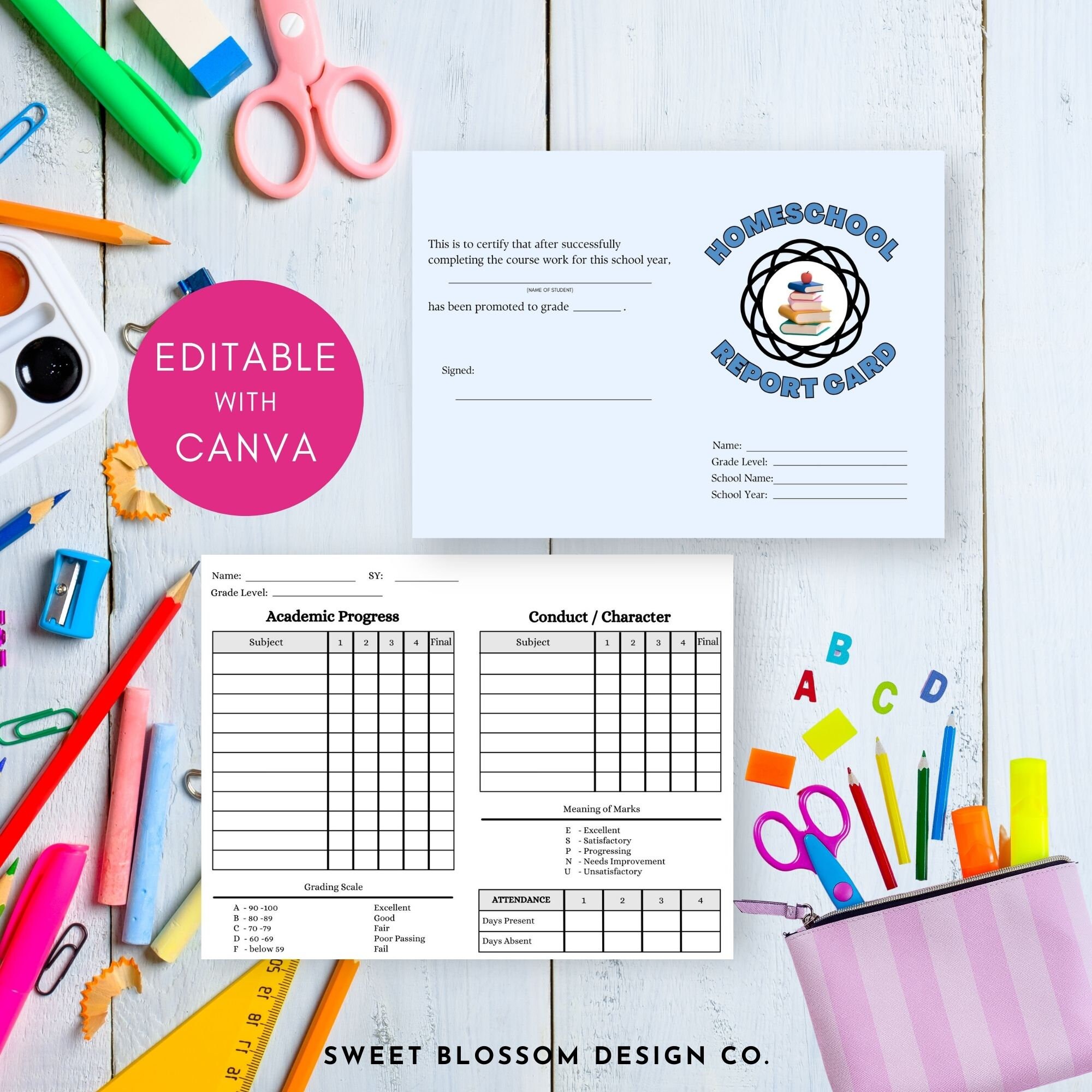 Editable Homeschool Report Card, Homeschool Progress Report, Report ...