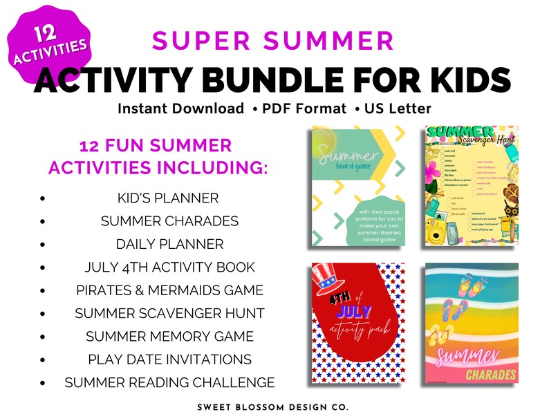 Summer Activity Bundle for Kids, 12 Summer Games for Kids, Summer Party ...