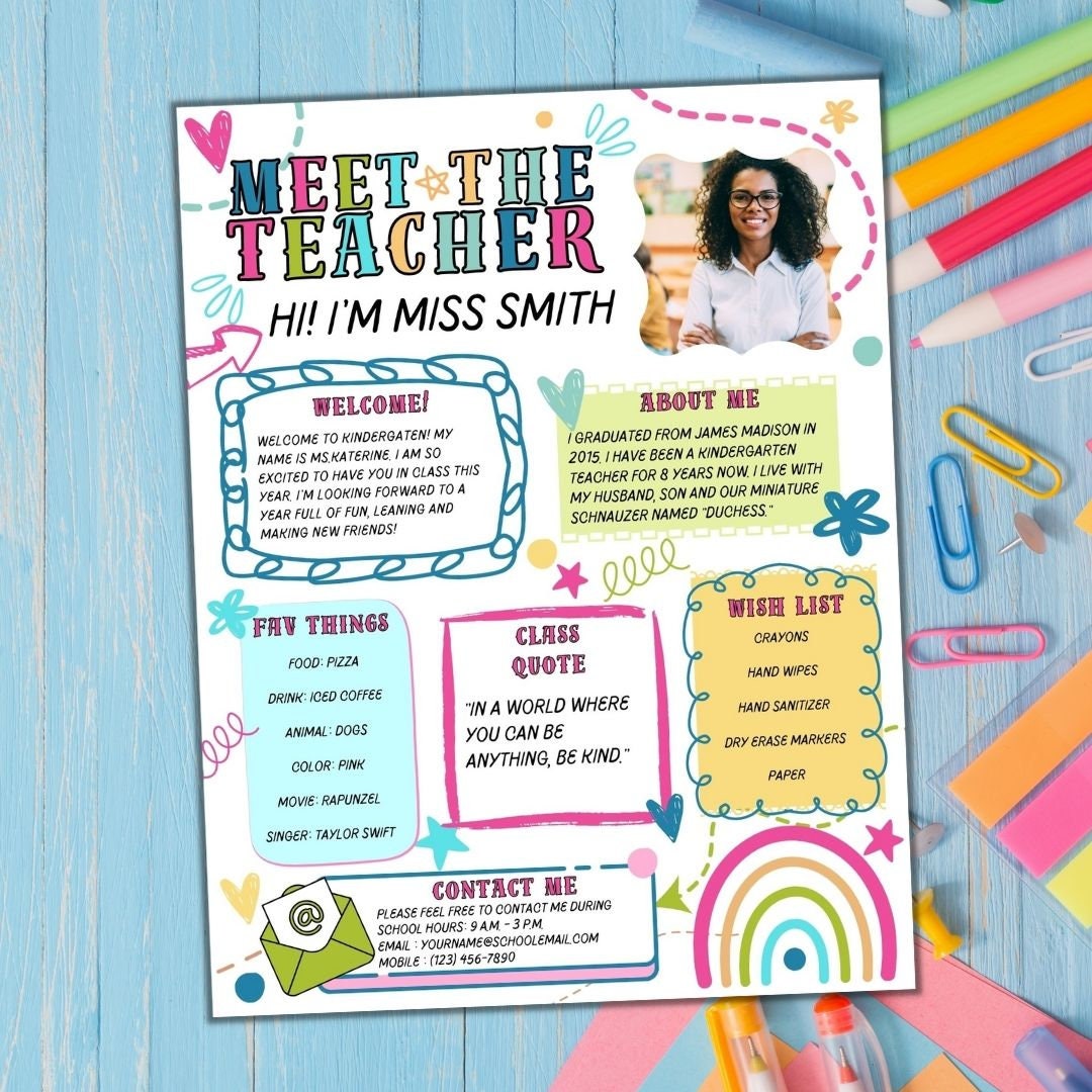 Meet the Teacher Pastel Editable Template, Rainbow Meet the Teacher ...