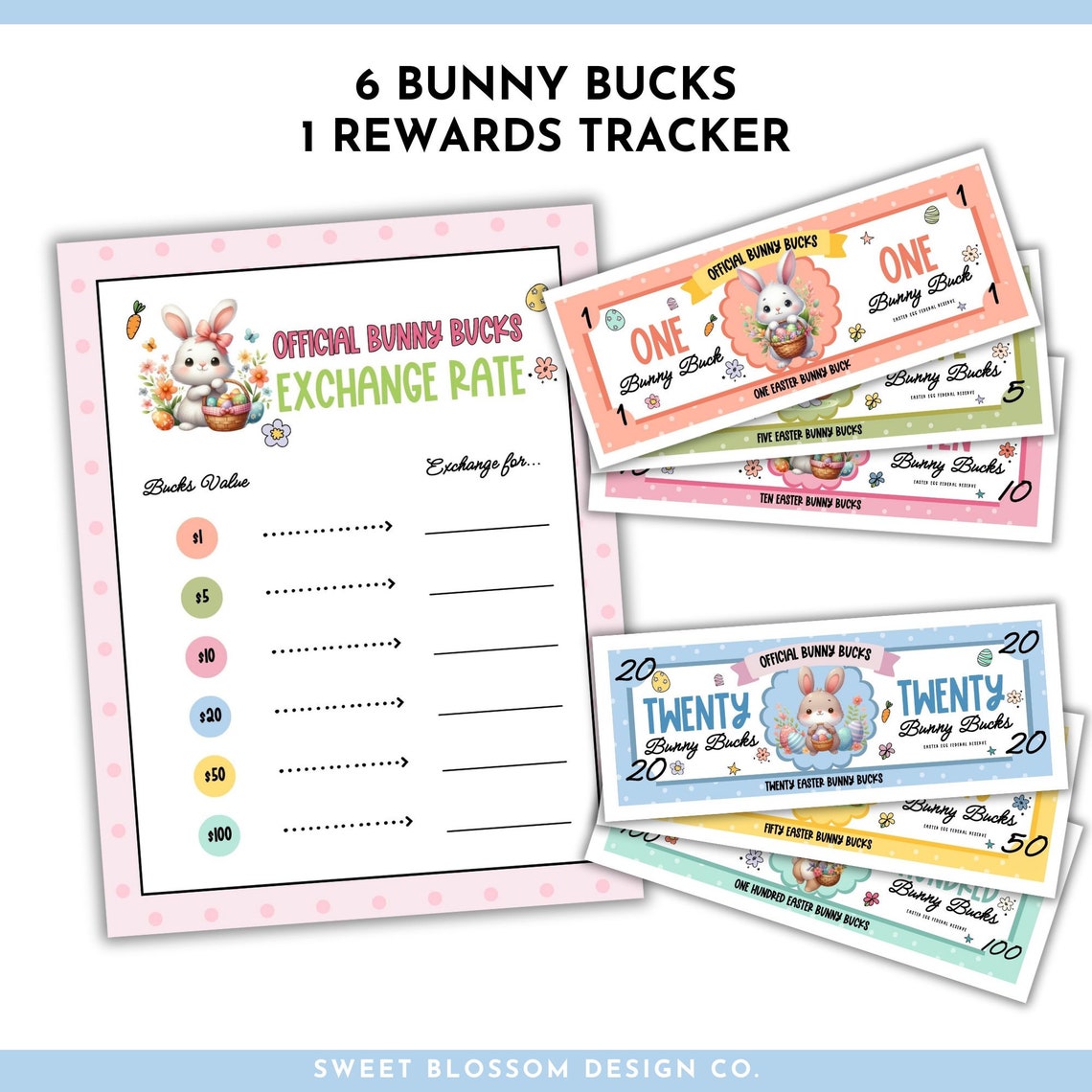 Easter Bunny Bucks Bunny Bucks Printable Kids Reward Bucks Printable ...