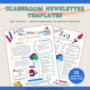 Weekly Classroom Newsletter Template, Monthly Newsletter, School ...