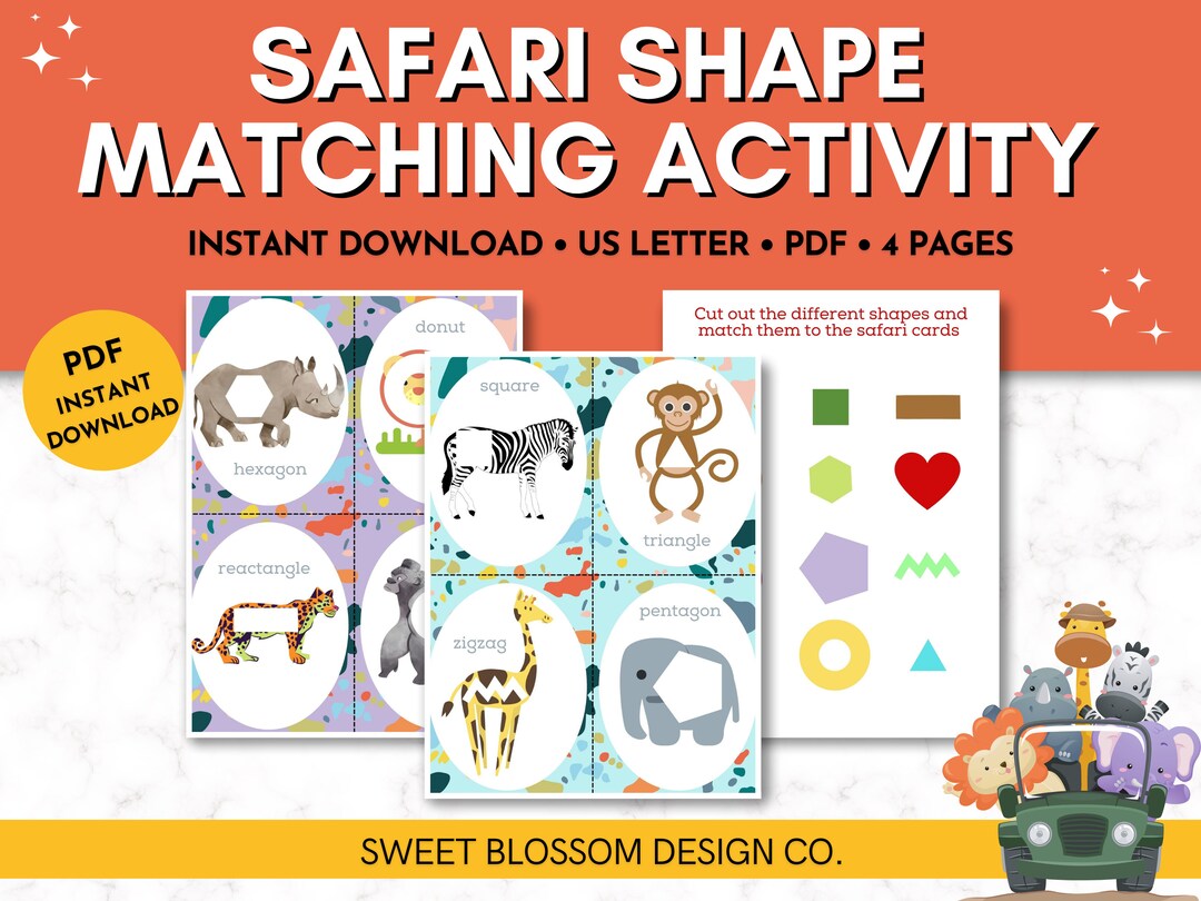 Safari Shape Matching Game, Shapes Activity for Kids, Preschool Game ...
