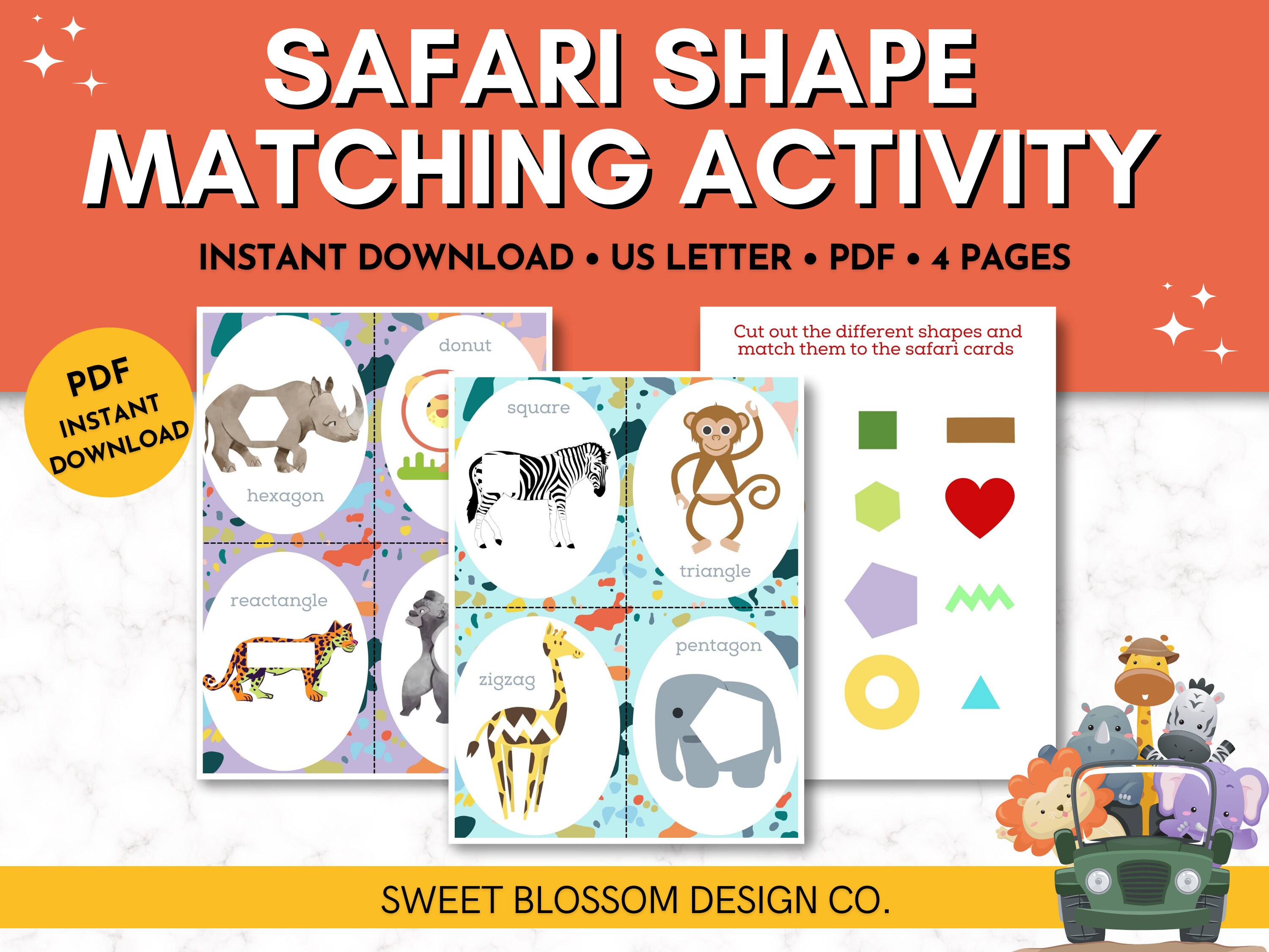 Safari Shape Matching Game, Shapes Activity for Kids, Preschool Game ...