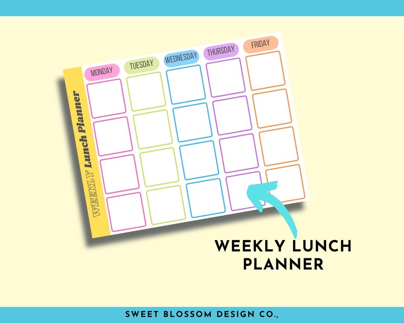 School Lunch Planner, Kids Meal Planner, Kids Lunch Planner, Printable ...