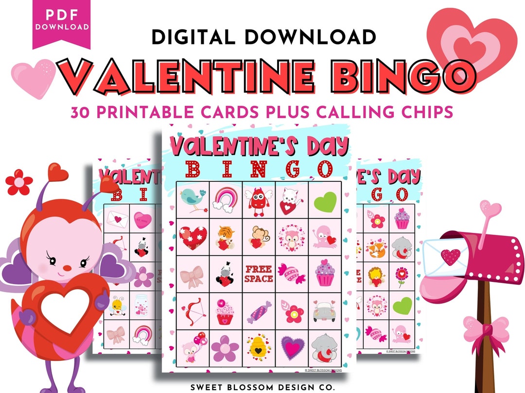 Valentines Day Bingo Game Template, Valentine's Day Games, Printable ...