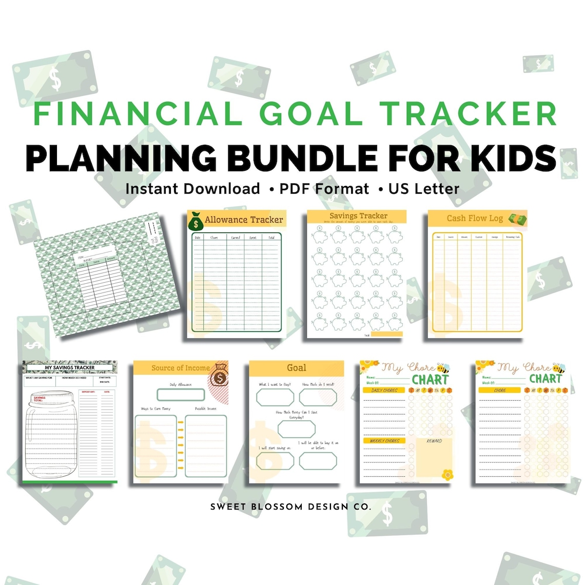 Savings Tracker for Kids, Editable Kids Financial Planner, Financial ...