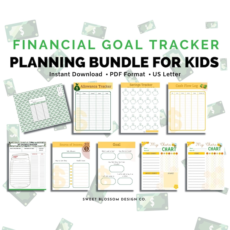 Savings Tracker for Kids, Editable Kids Financial Planner, Financial ...