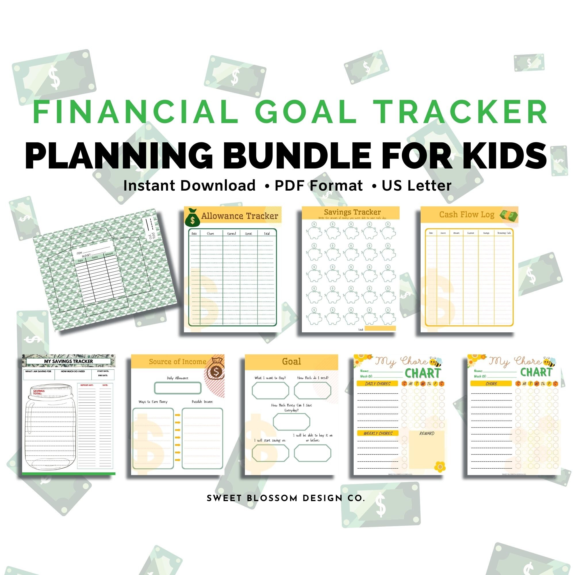 Savings Tracker for Kids, Editable Kids Financial Planner, Financial ...