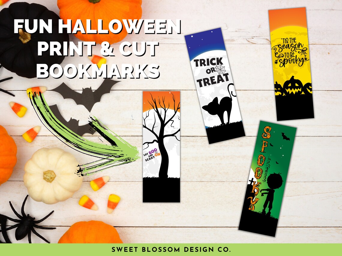 Cute Halloween Printable Bookmarks, Halloween Coloring Bookmarks ...