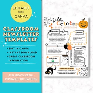 Weekly Classroom Newsletter Template, Monthly Newsletter, School ...