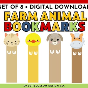 Farm Animal Bookmarks, Bookmarks for Kids, Printable Bookmarks, Barn ...