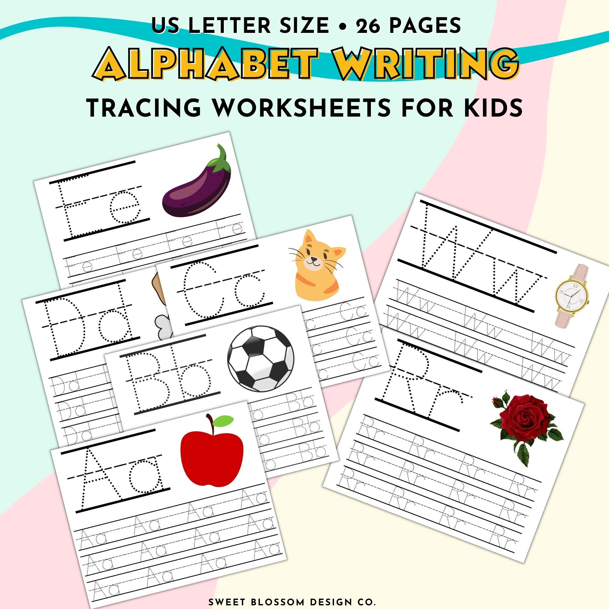 Alphabet Tracing Worksheet Preschool Handwriting Practice - Etsy