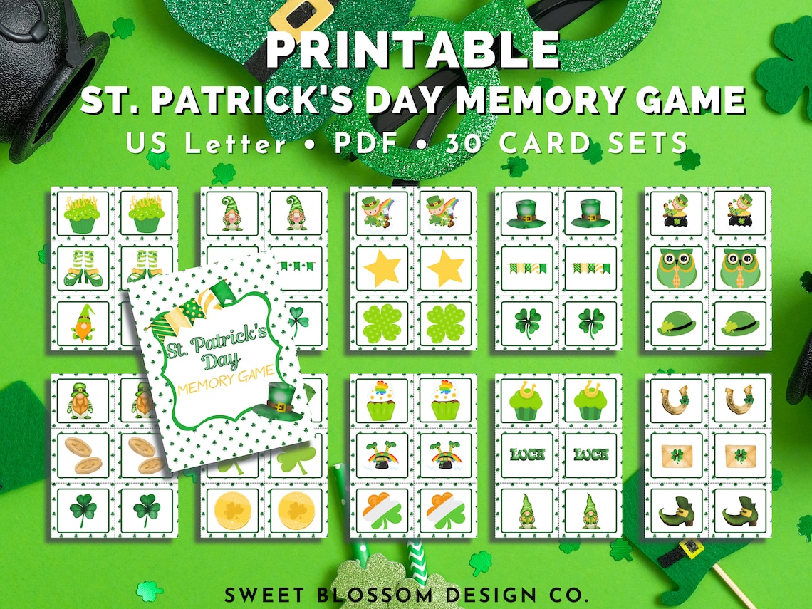St Patrick's Day Matching Game, Printable Matching Game, Kids Memory ...