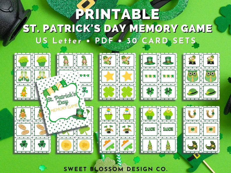 St Patrick's Day Matching Game, Printable Matching Game, Kids Memory ...