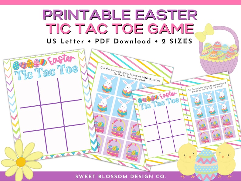 Printable Easter Tic Tac Toe Game, Printable Games for Kids, Easter ...