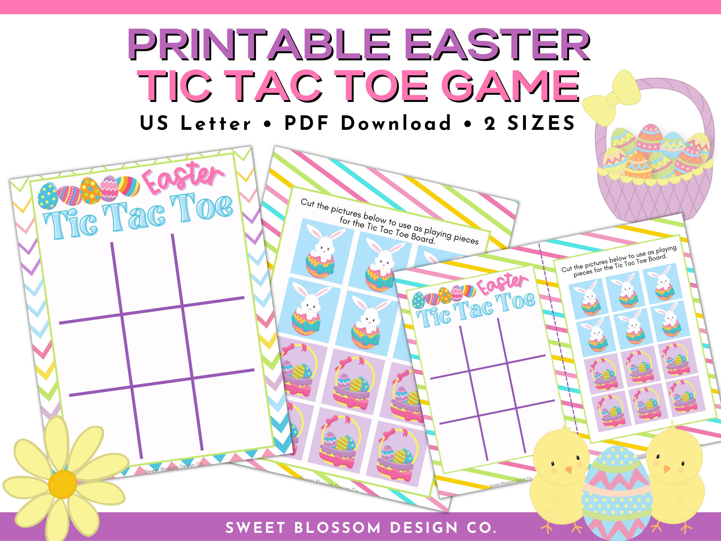 Printable Easter Tic Tac Toe Game, Printable Games for Kids, Easter ...