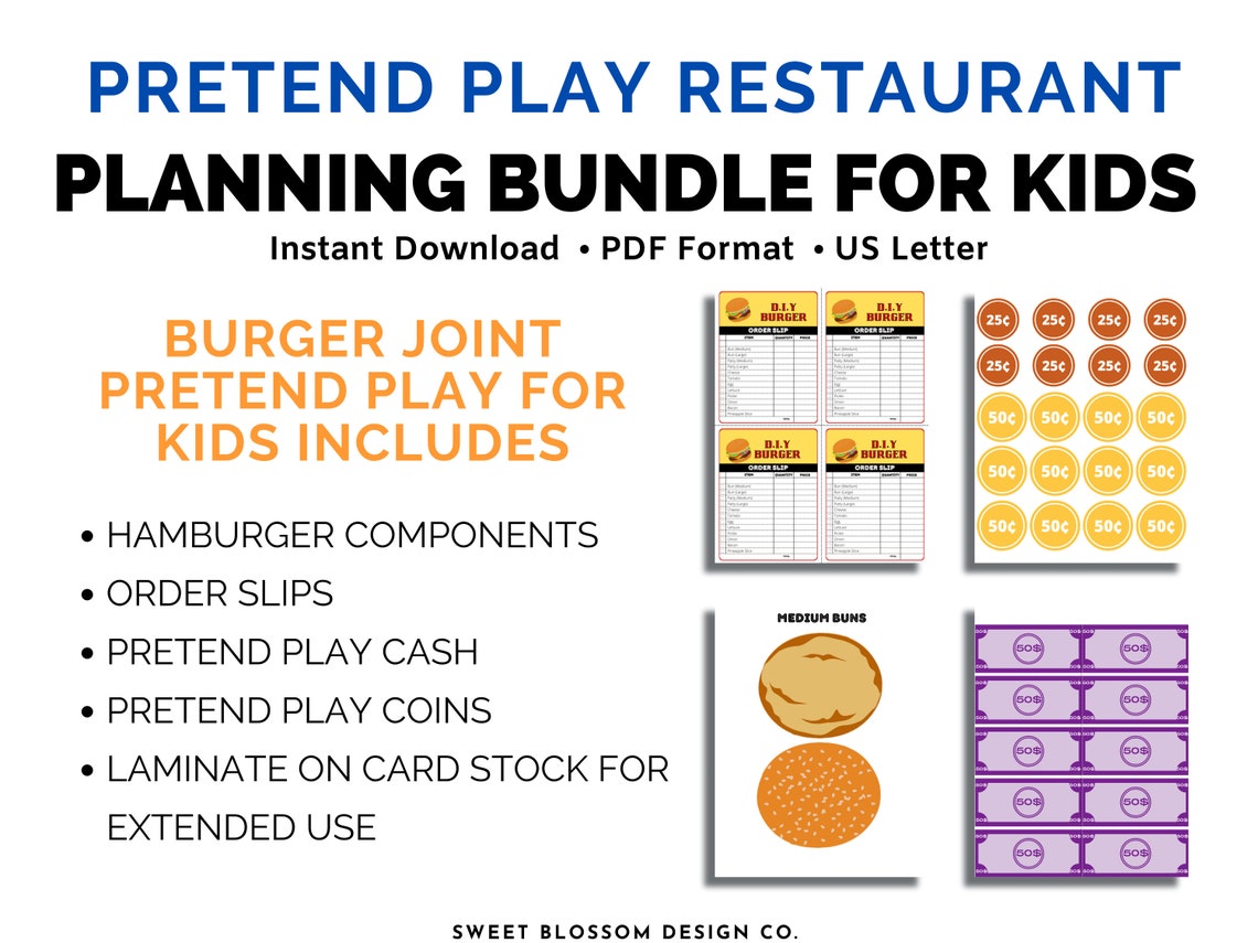 Pretend Play Restaurant Printable, Preschool Homeschool Activity for ...