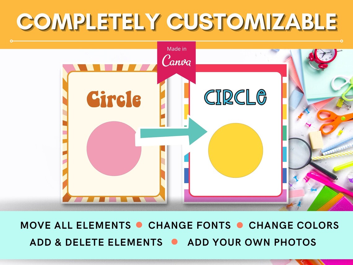 Groovy Shape Posters, BOHO Classroom Decor, Retro Shape Posters ...