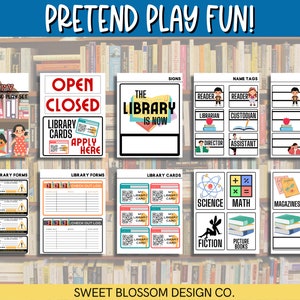 Library Pretend Play Printable, Pretend Play Library Set, Printable ...